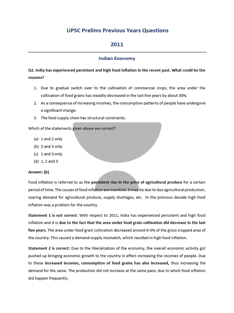 UPSC Prelims PYQ 2011 Reviewed 1 | PDF