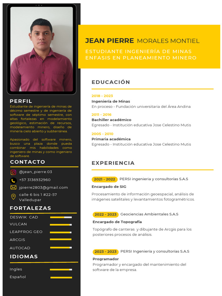 Hoja de Vida Jean Morales | PDF