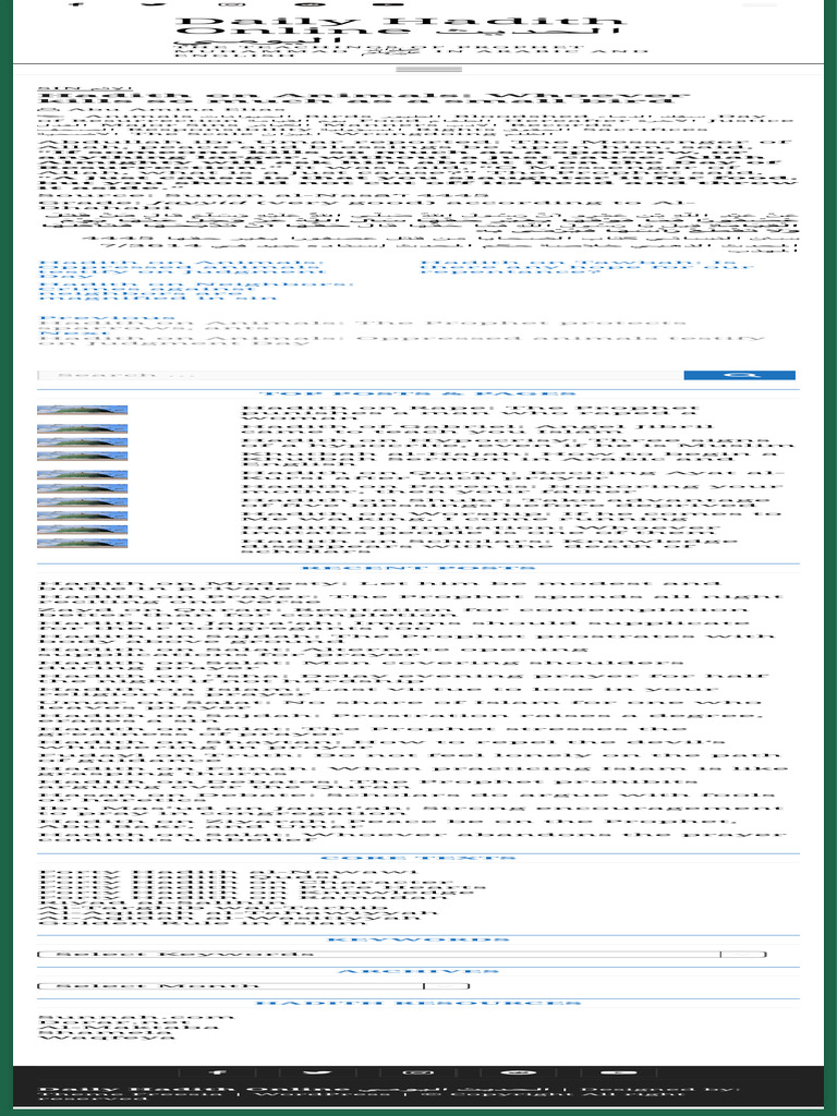 Hadith On Animals Whoever Kills So Much As A Small Bird | PDF | Hadith ...