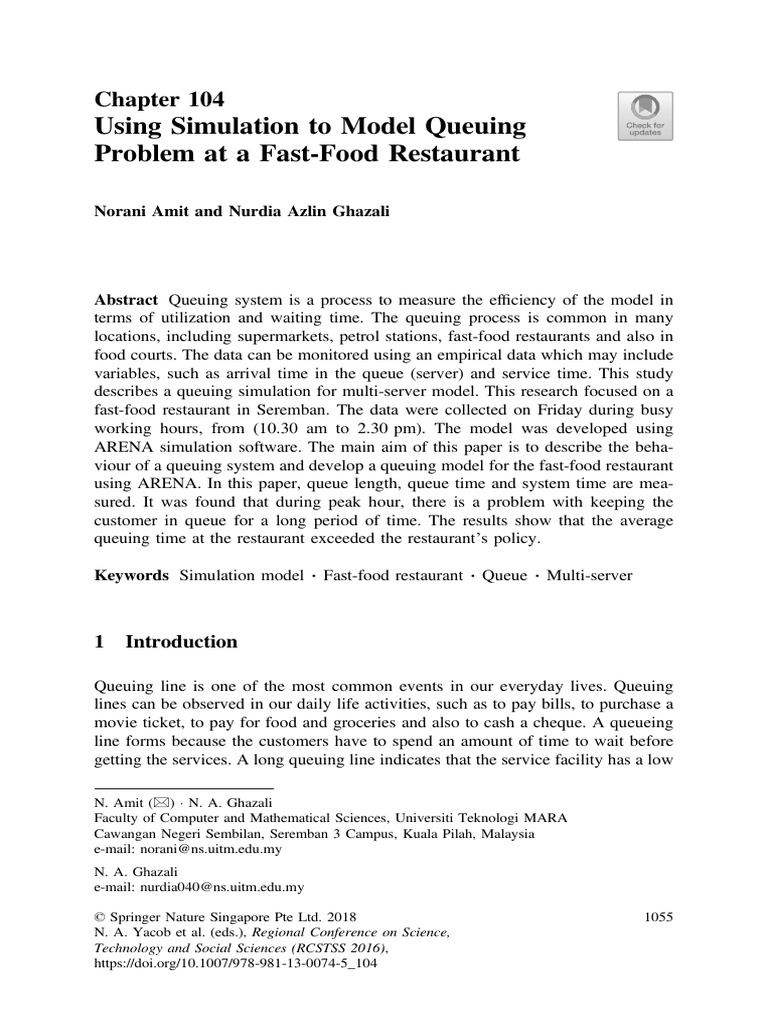 Fast-Food Restaurant Queuing Simulation | PDF | Technology & Engineering