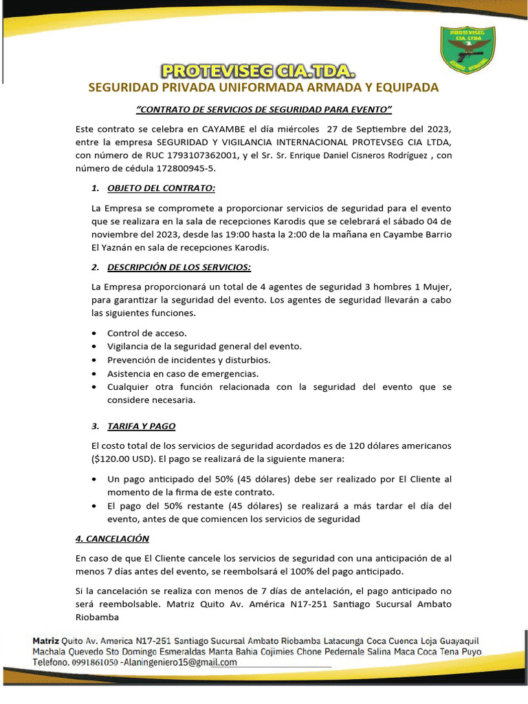 Seguridad Privada Uniformada Armada y Equipada | PDF