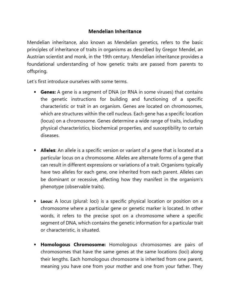 Mendelian Inheritance | PDF