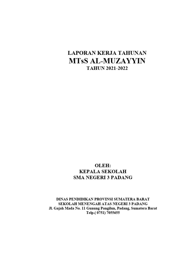Laporan Kinerja Kepala Madrasah | PDF