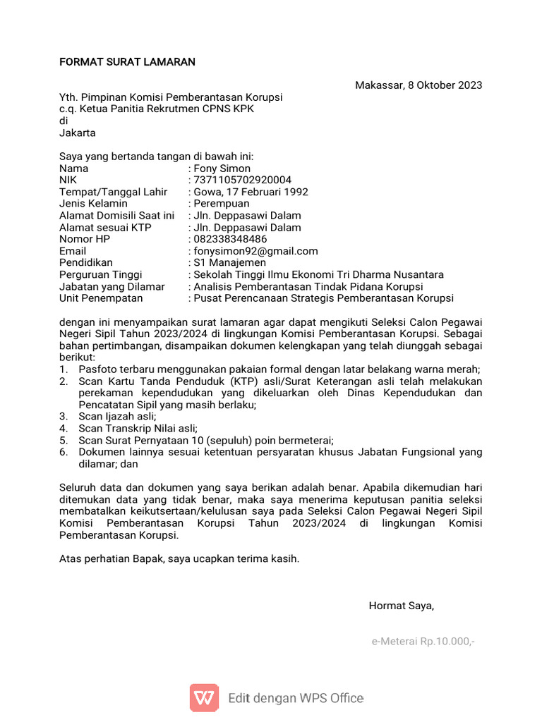 Format - Surat - Lamaran (1) Baru | PDF