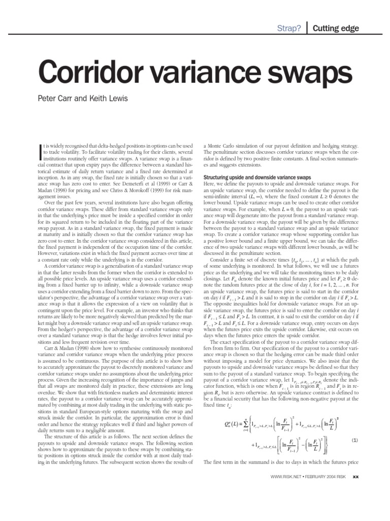 Corridor Variance Swaps Guide | PDF | Greeks (Finance) | Option (Finance)
