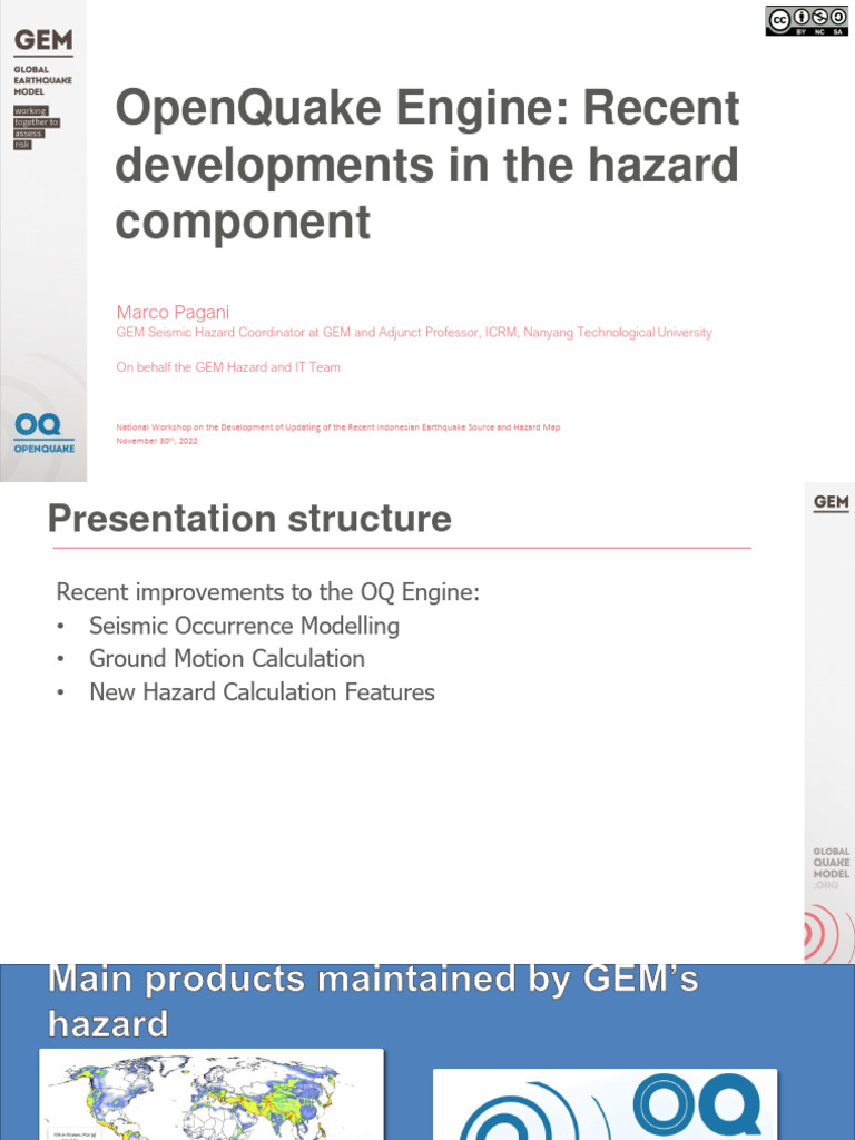 Dr. Marfo Pagani - OpenQuake Engine Recent Developments in The Hazard Component | PDF