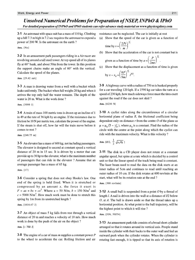 Olympiad Question of WEP and Circular Motion by Physics Galaxy | PDF | Physical Sciences ...