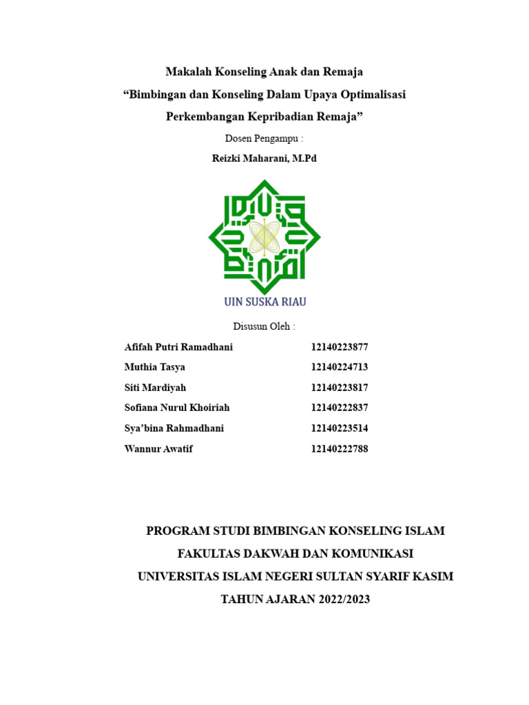 Makalah Konseling Anak Dan Remaja Kel 5 | PDF