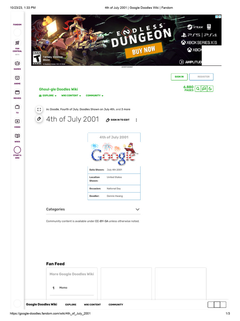 4th of July 2001 Google Doodle | PDF | Games & Activities