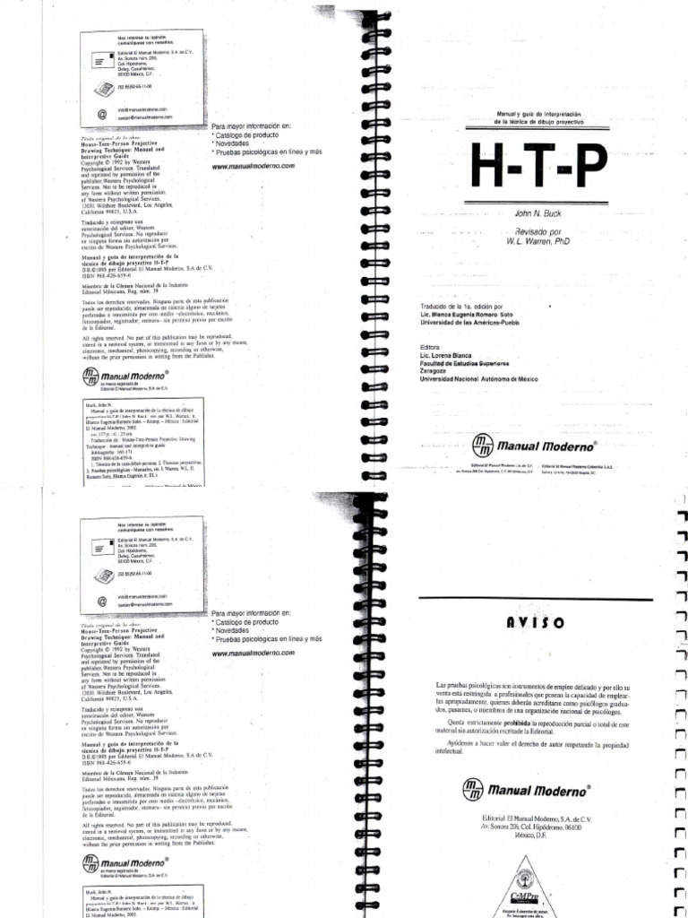 H T P Manual de Calificacion y Aplicacion de La Prueba Proyectiva HTP | PDF