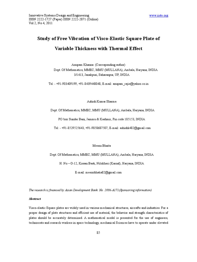8 - Ashish - Final Paper | PDF | Viscoelasticity | Normal Mode