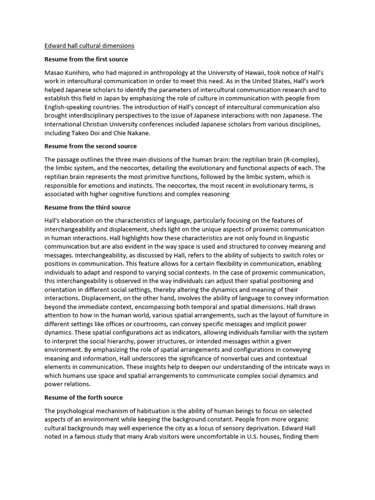 Hall's Cultural Dimensions Explained | PDF | Social Science | Language ...