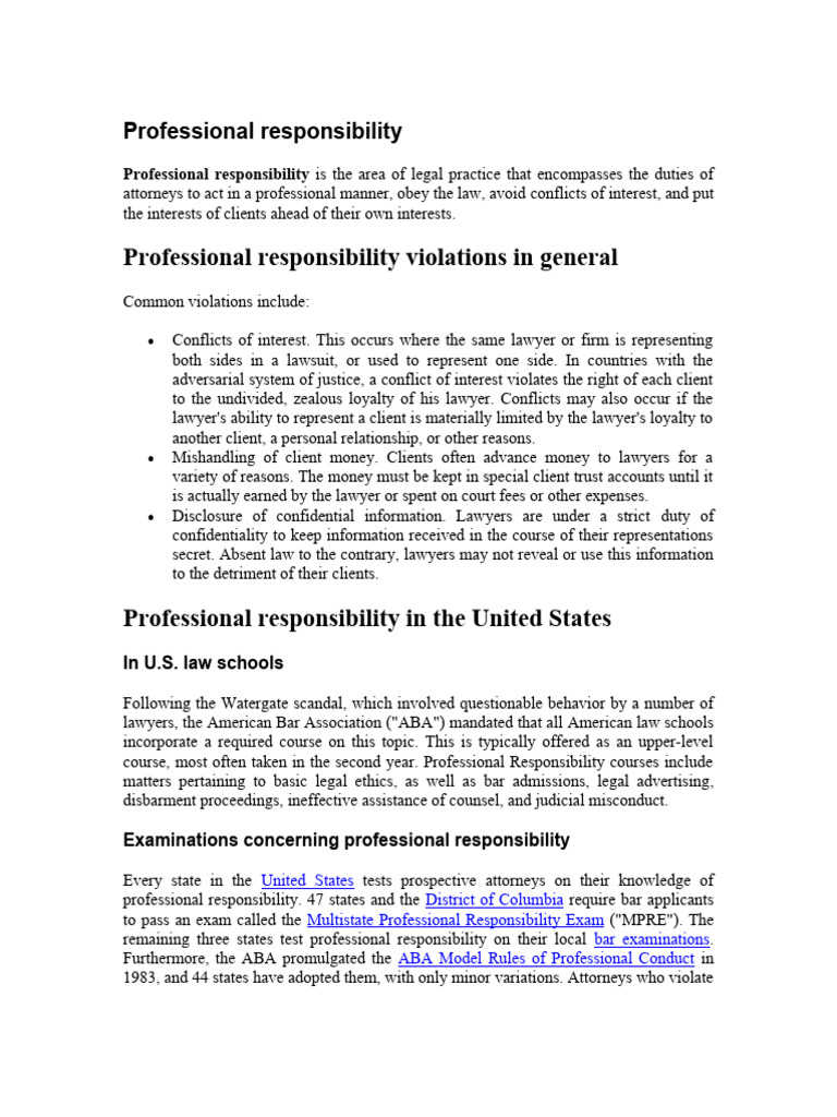 Responsibility | Download Free PDF | Lawyer | Conflict Of Interest