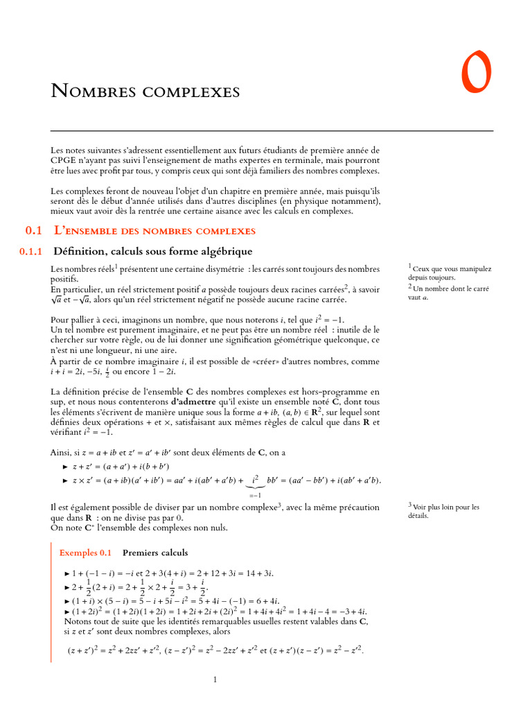 Cours TD Complexes | PDF | Nombre complexe | Racine carrée