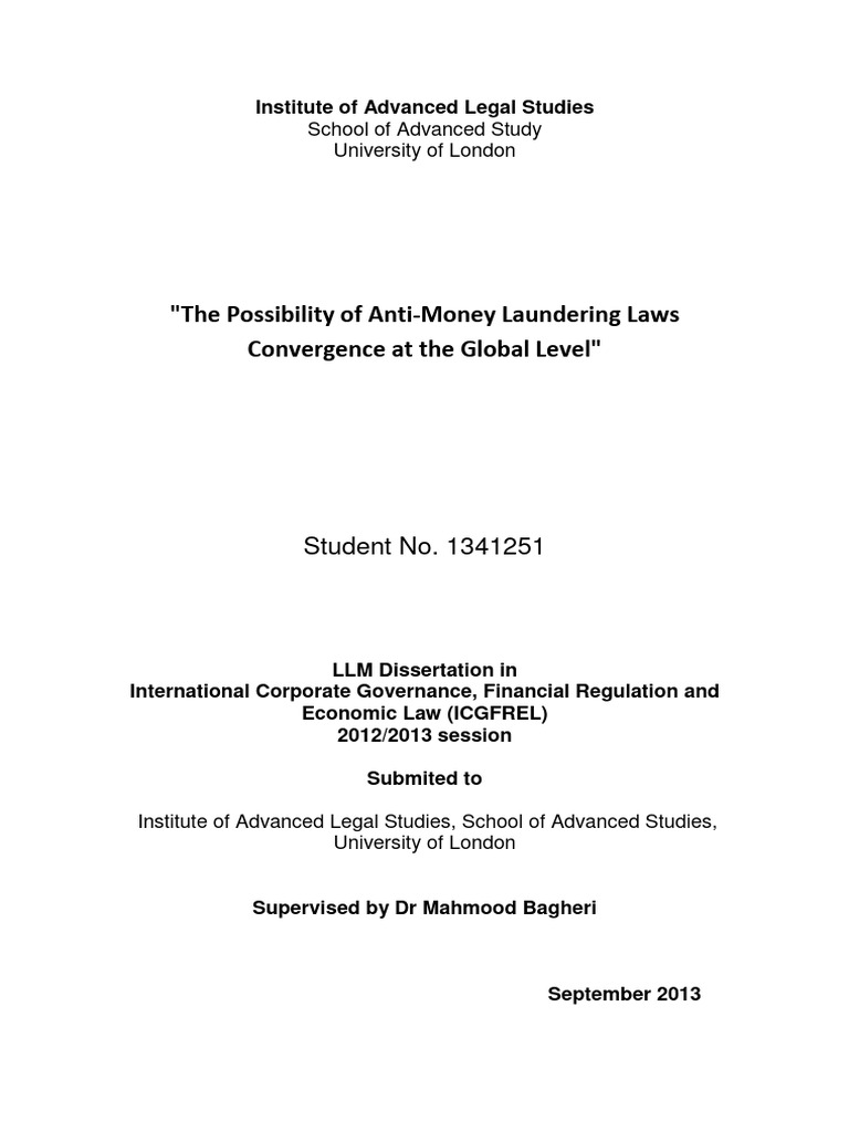 Lovina Otudor LLM Dissertation | PDF | Money Laundering | Business