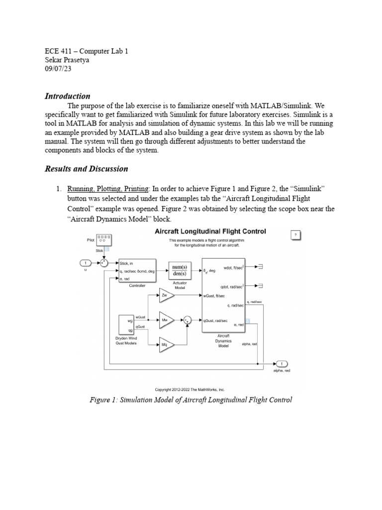 ECE 411 Computer Lab 1 | Download Free PDF | Control Theory | Applied Mathematics