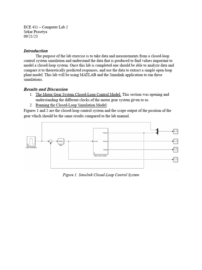 ECE 411 Computer Lab 2 | PDF | Control Theory | Computing