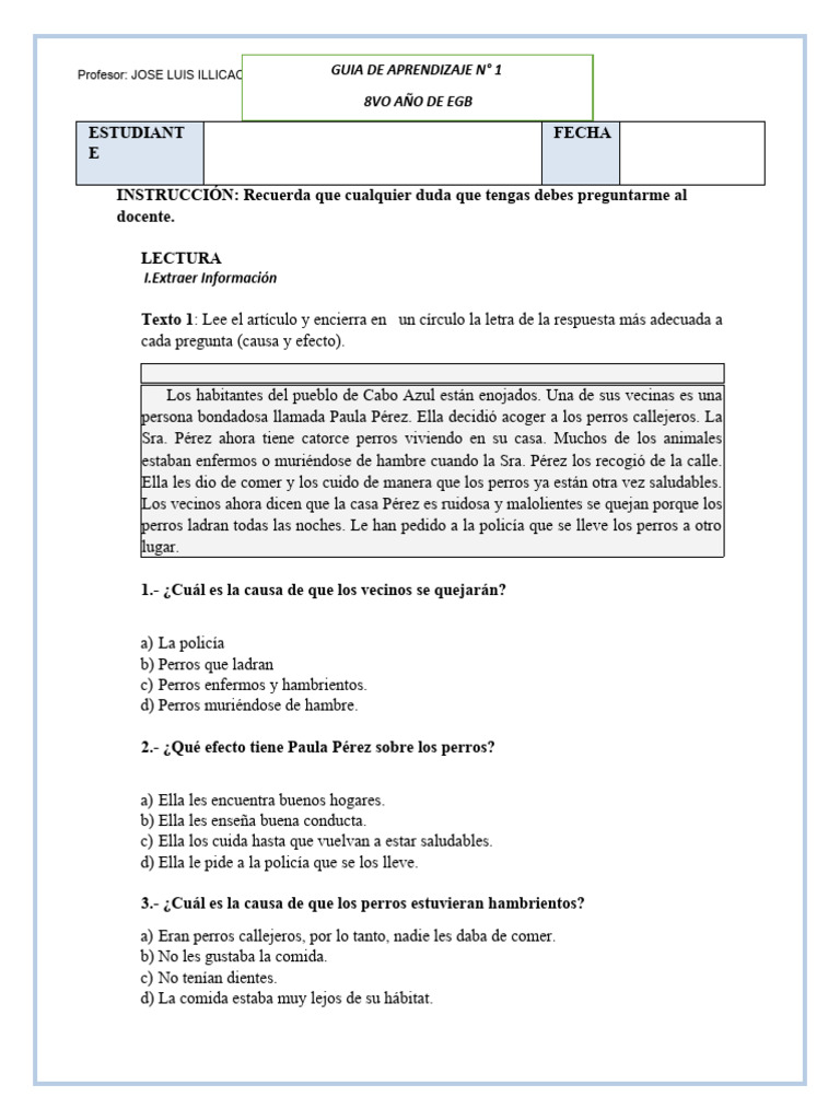 Guía N°2 Taller Comprensión Lectora 8° Básico Ay B | PDF | Seda