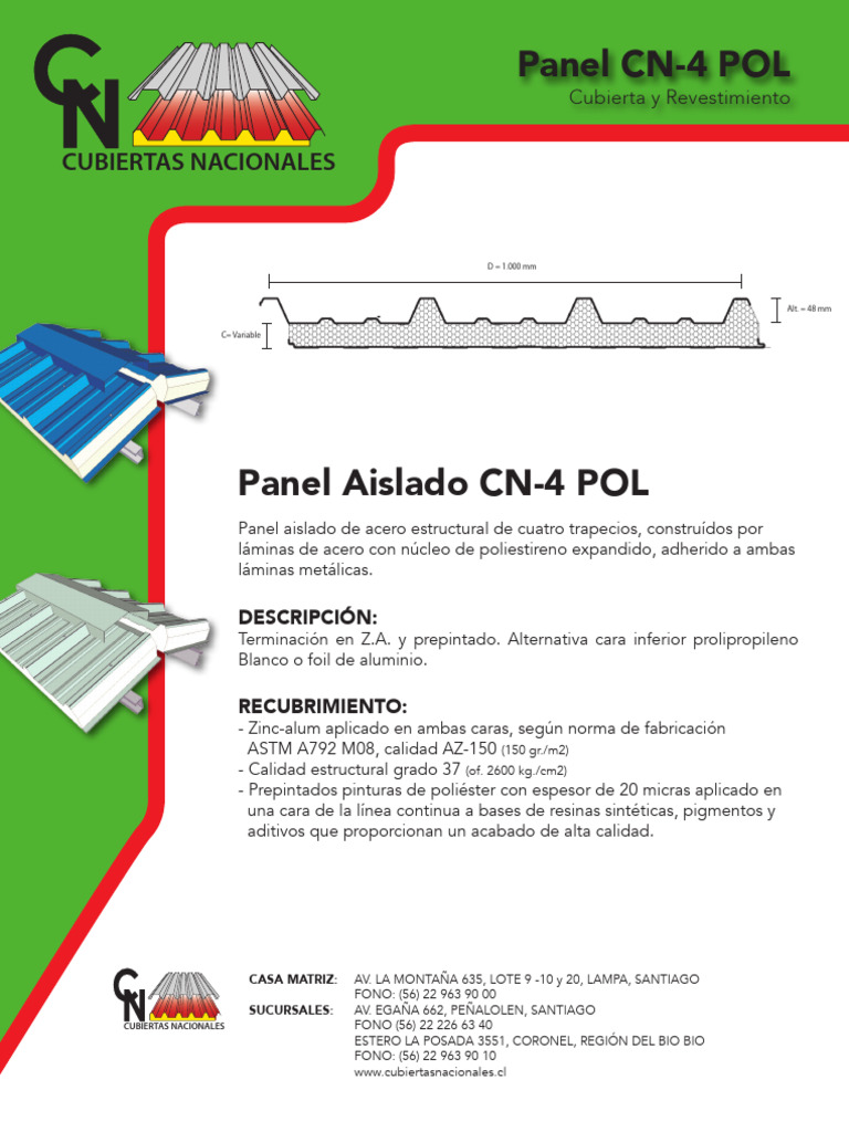 Panel CN-4 Pol | PDF | Materiales de construcción | Ingeniería de Edificación