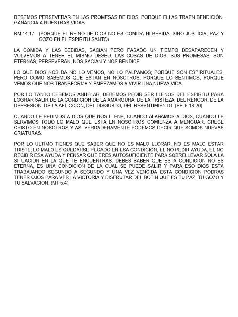 DEBEMOS PERSEVERAR EN LAS PROMESAS DE DIOS | PDF