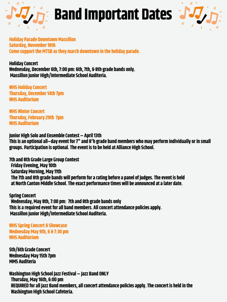 Band Events Calendar 2023-2024 | PDF | Art