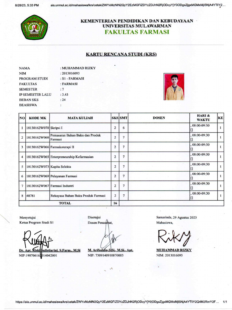 Muhammad Rizky - KRS SMT 7 | PDF