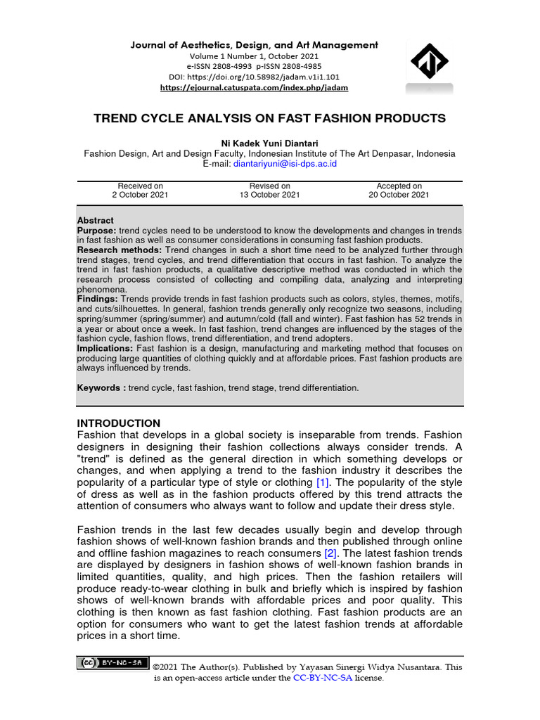 Trend Cycle Analysis On Fast Fashion Products | PDF | Lifestyle