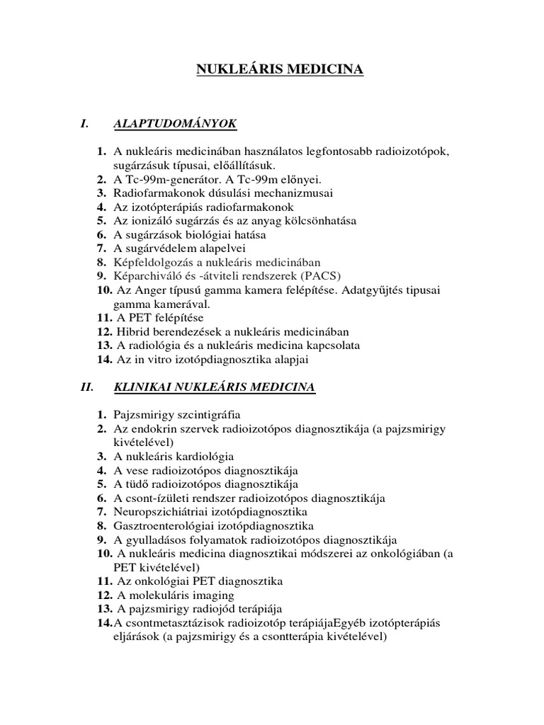 Nuklearis Medicina Egyseges | PDF