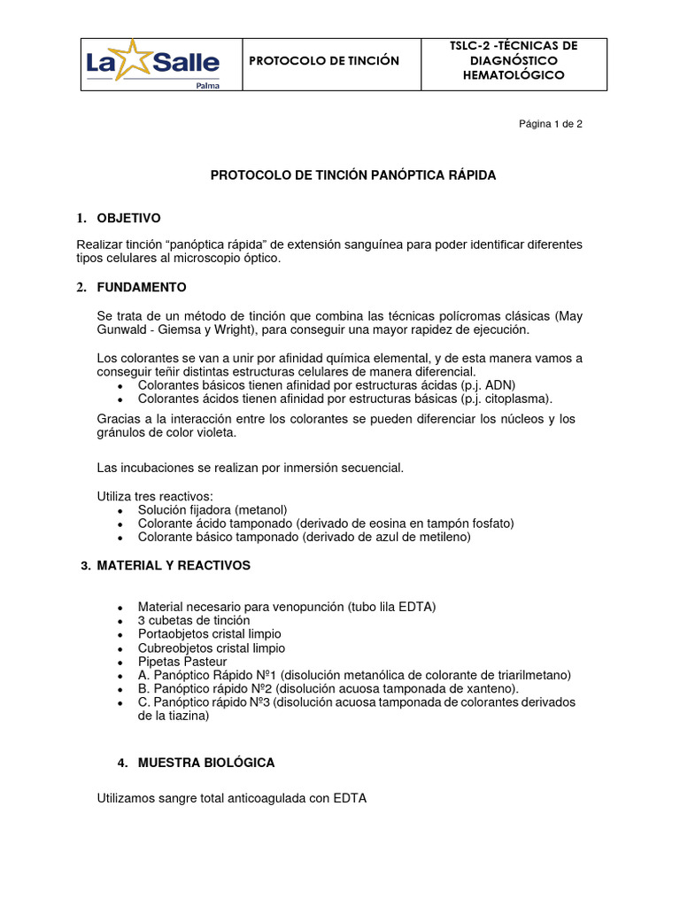 Protocolos de Tinción Giemsa | PDF