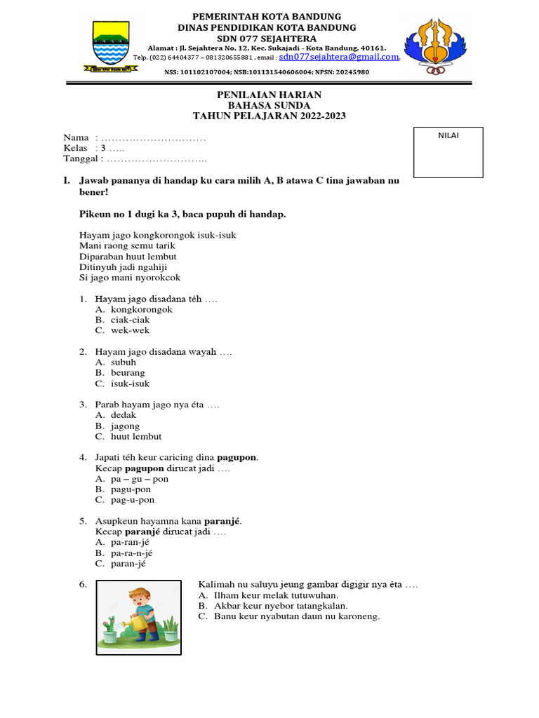 PH Bahasa Sunda Pangajaran 1 | PDF | Seni & Disiplin Bahasa