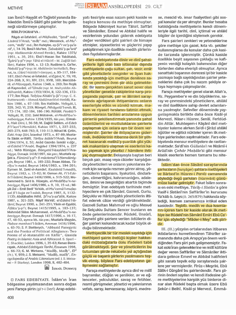 TDV Methiyye Fars Ed. | PDF