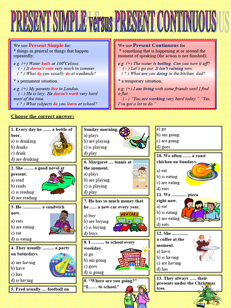 Present Simple Vs Present Continuous Activities Promoting Classroom ...