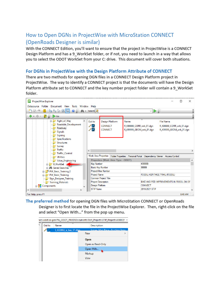 How To Open DGNs in ProjectWise With CONNECT | PDF