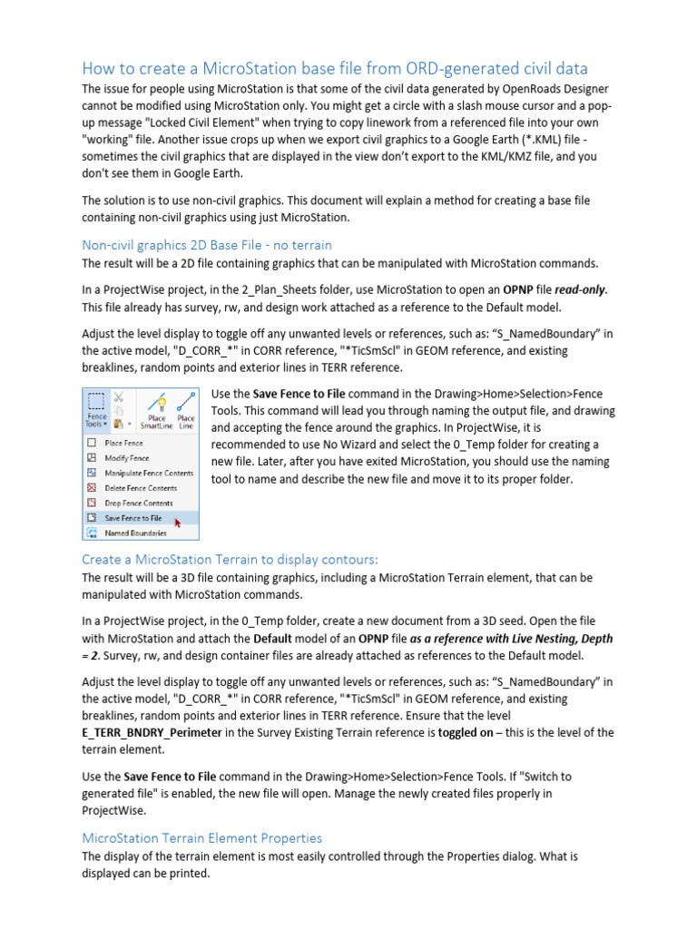 How To Create Micro Station Base Files From ORDCivil Data | PDF | Contour Line | 3 D Computer ...