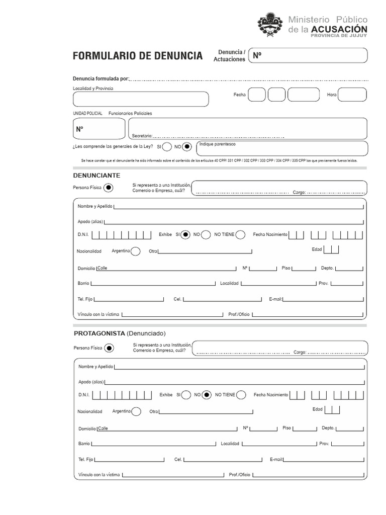 Formulario de Denuncia | PDF | Justicia | Crimen y violencia