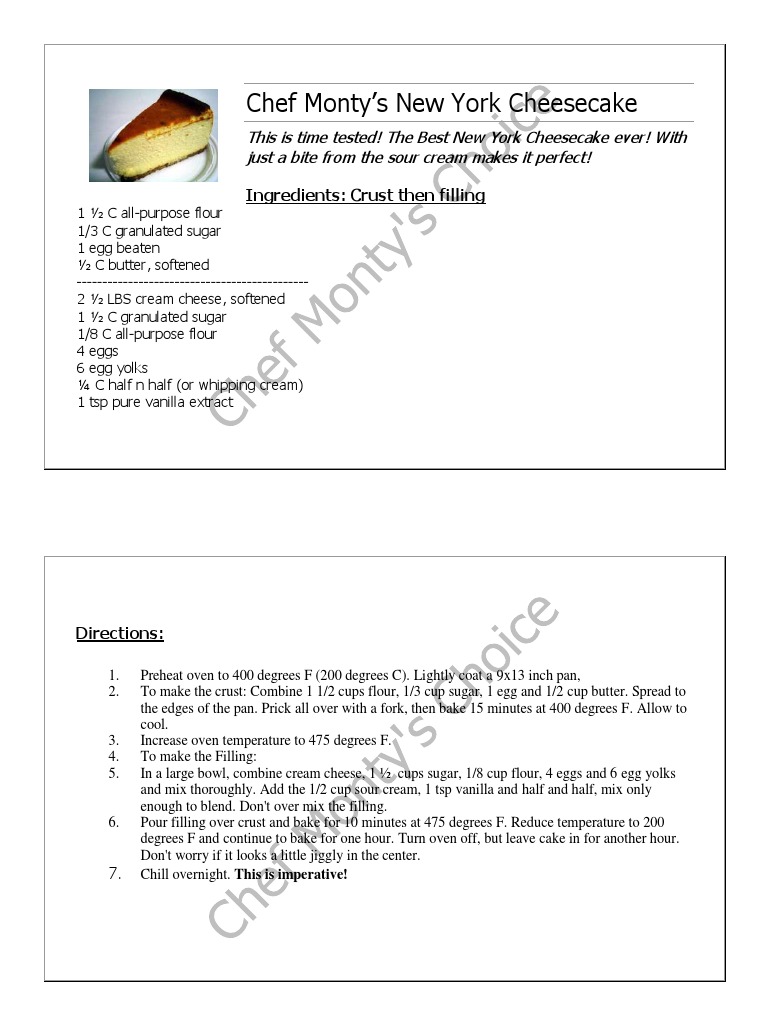 Chef Monty NY Cheesecake 4x6 | PDF