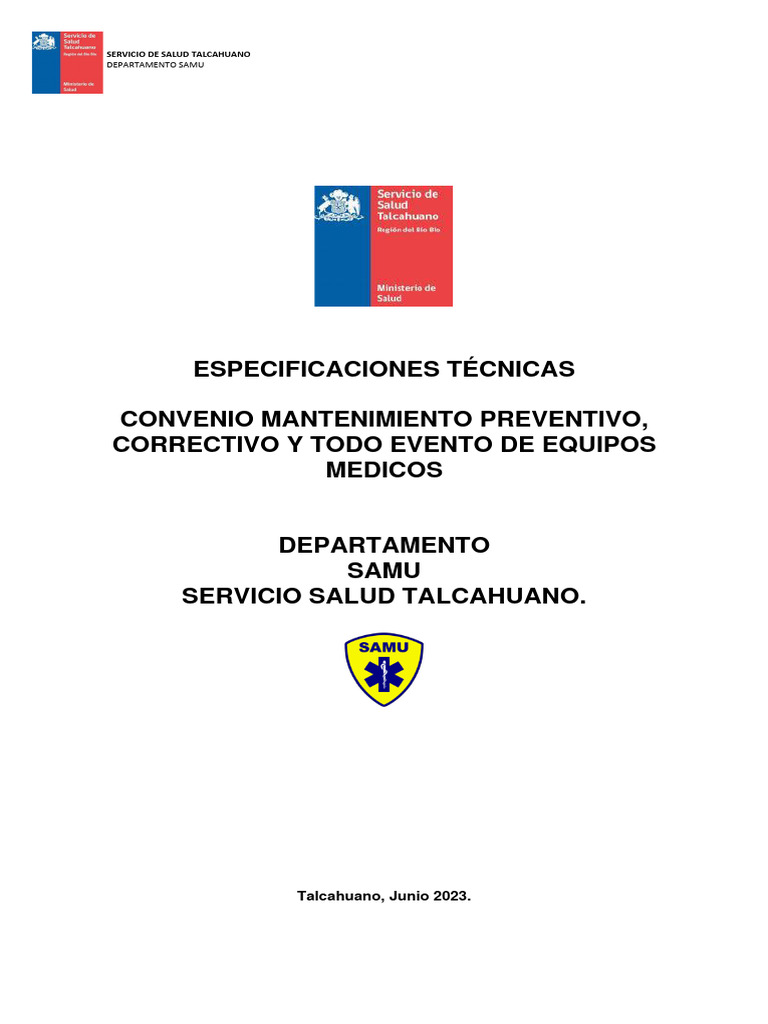 Mantenimiento Equipos Médicos SAMU Talcahuano | PDF | Ingenieria ...
