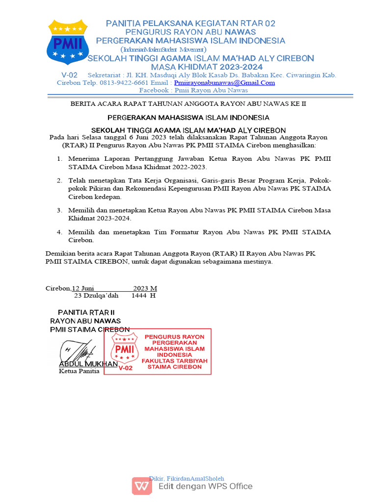 Berita Acara RTAR | PDF