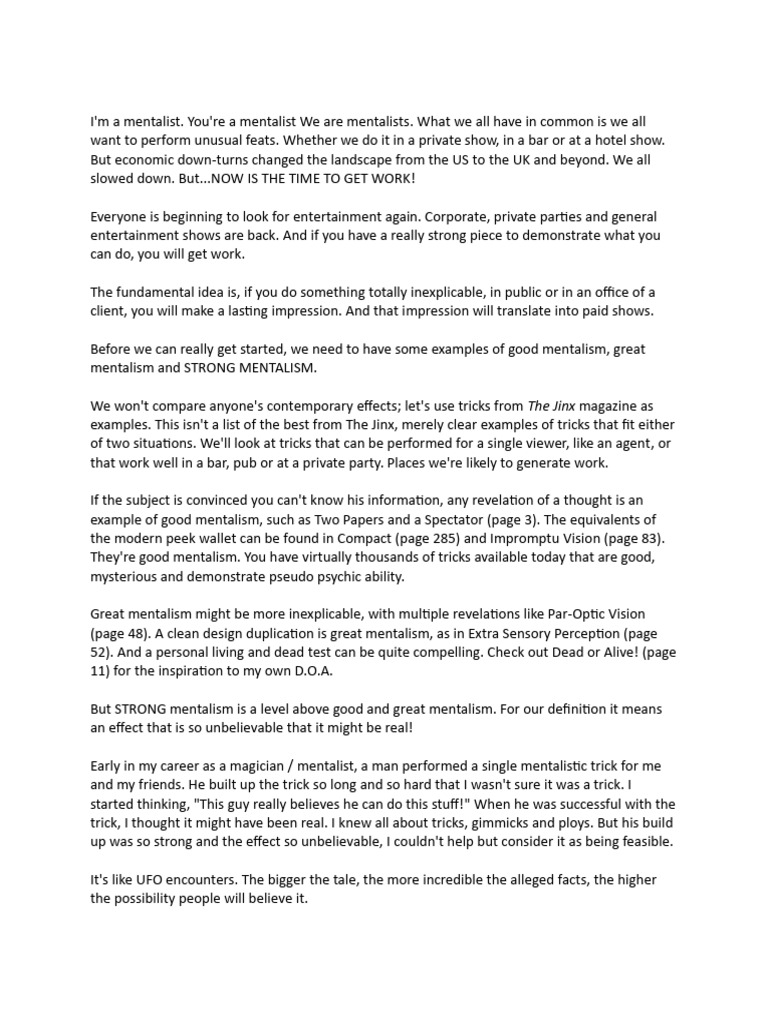 Hilford, Docc - Performing Strong | PDF | Mentalism | Reason