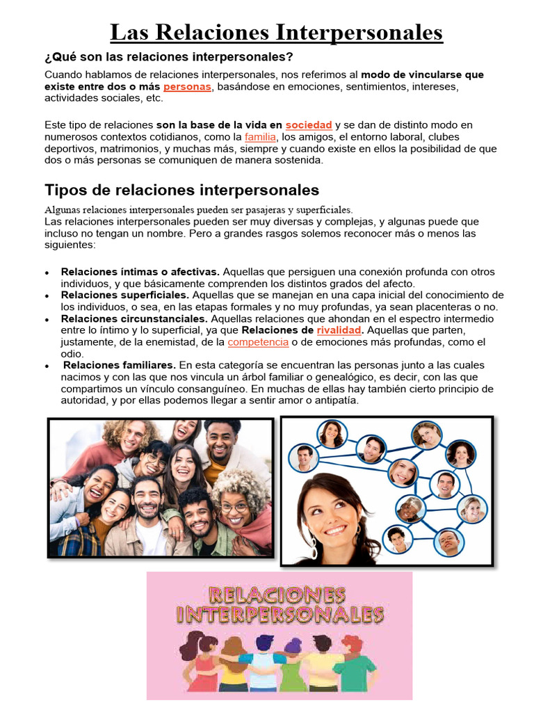 Las Relaciones Interpersonales | PDF
