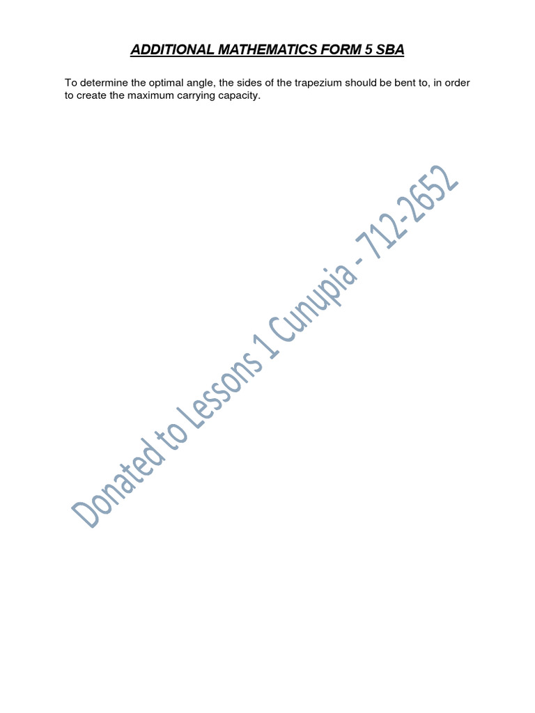 Additional Maths SBA 1 | PDF | Triangle | Area