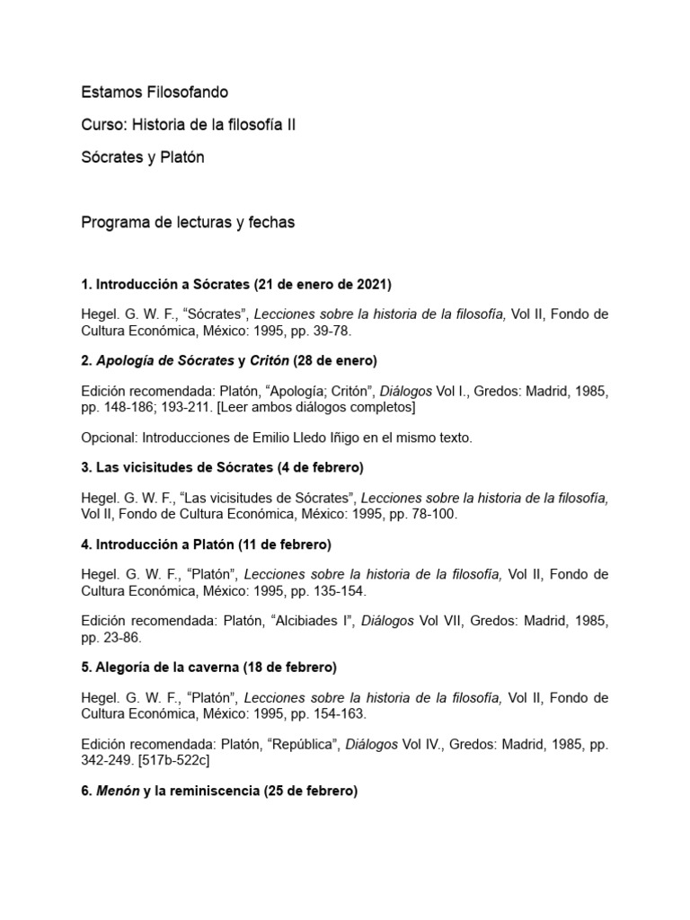 Programa de Lecturas | PDF