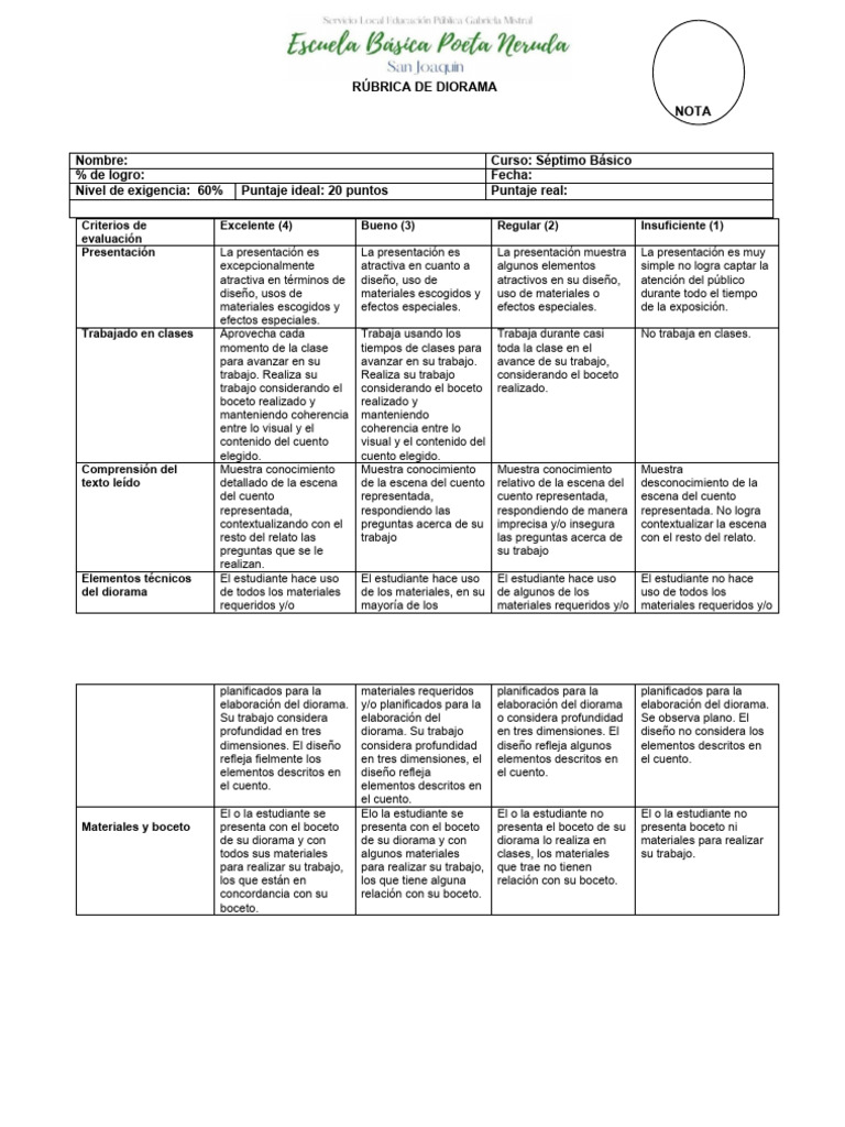 Rúbrica Dioráma Séptimo | PDF