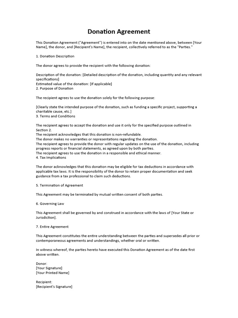 Donation Agreement | PDF