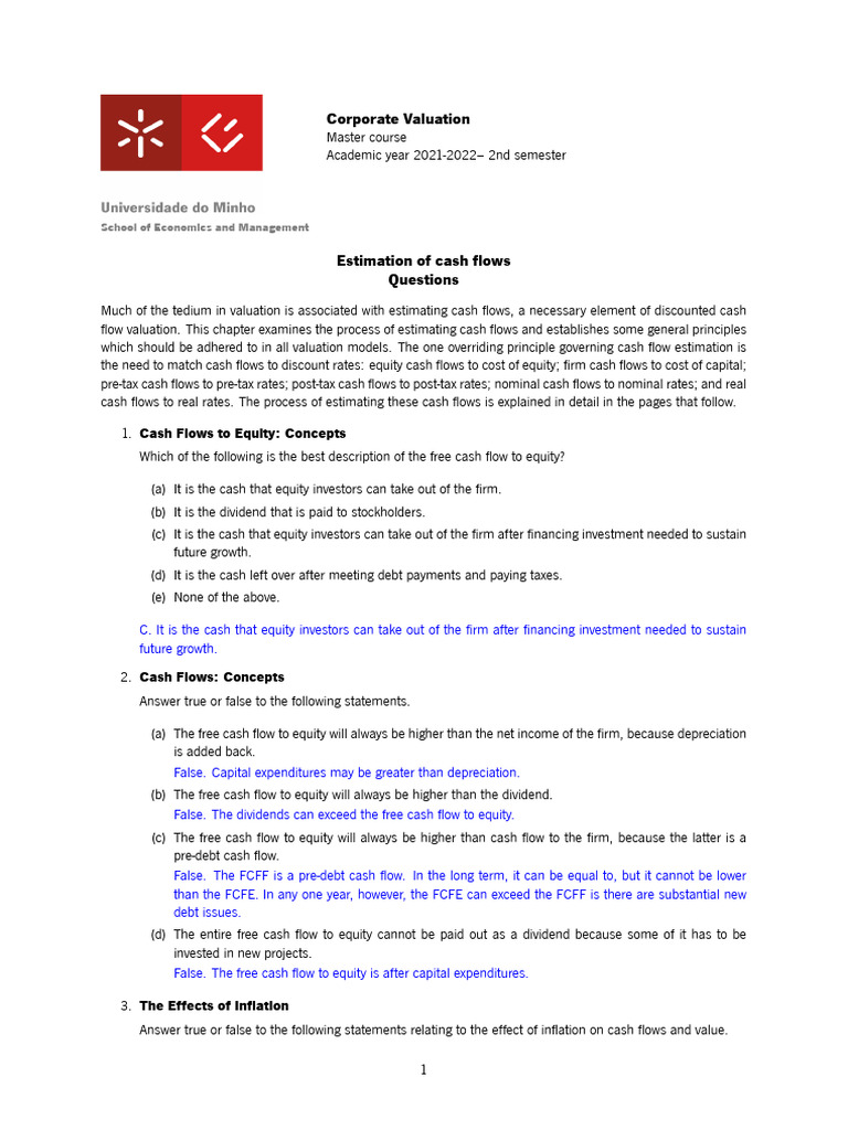 Estimating Cash Flows for Valuation | PDF | Finance & Money Management