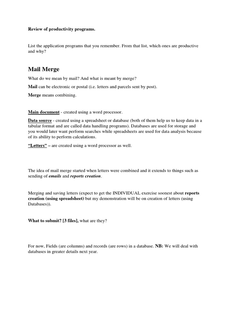 Mail Merge Notes | PDF