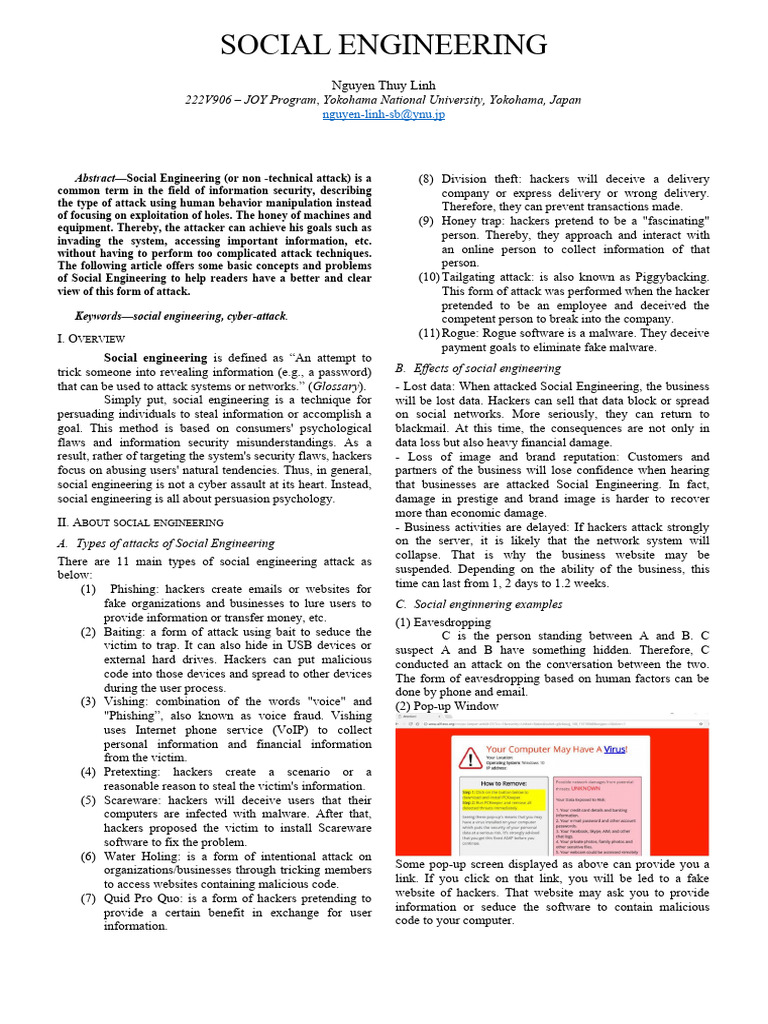 Nguyen Thuy Linh - Lesson 8 | PDF | Social Engineering (Security) | Phishing