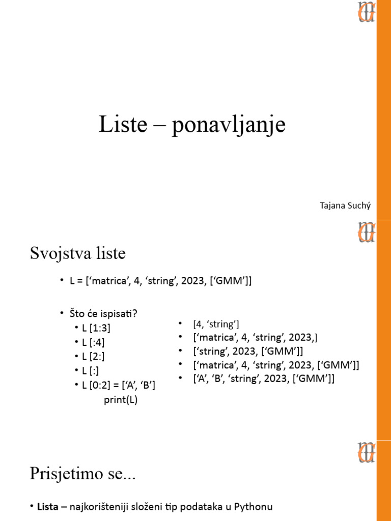 Liste - Ponavljanje | PDF