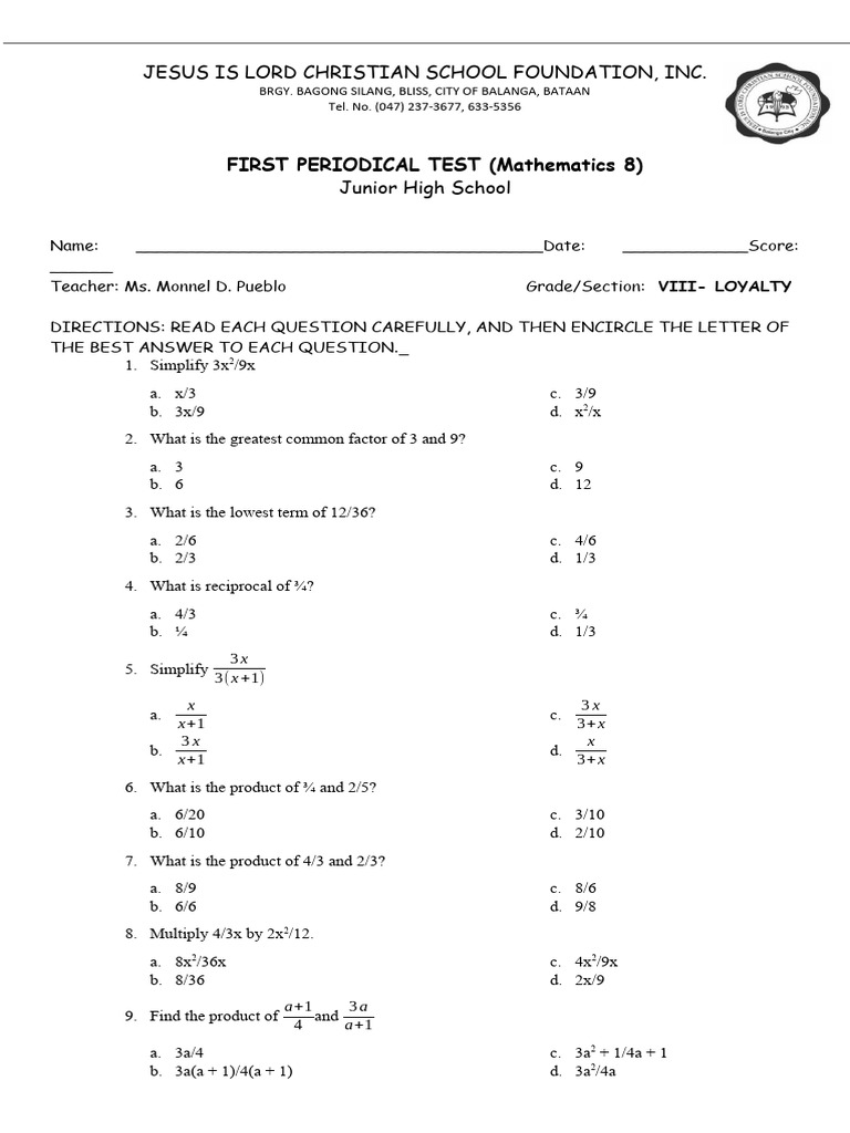 2nd MATH GRADE 8 | PDF | Equations | Mathematical Concepts