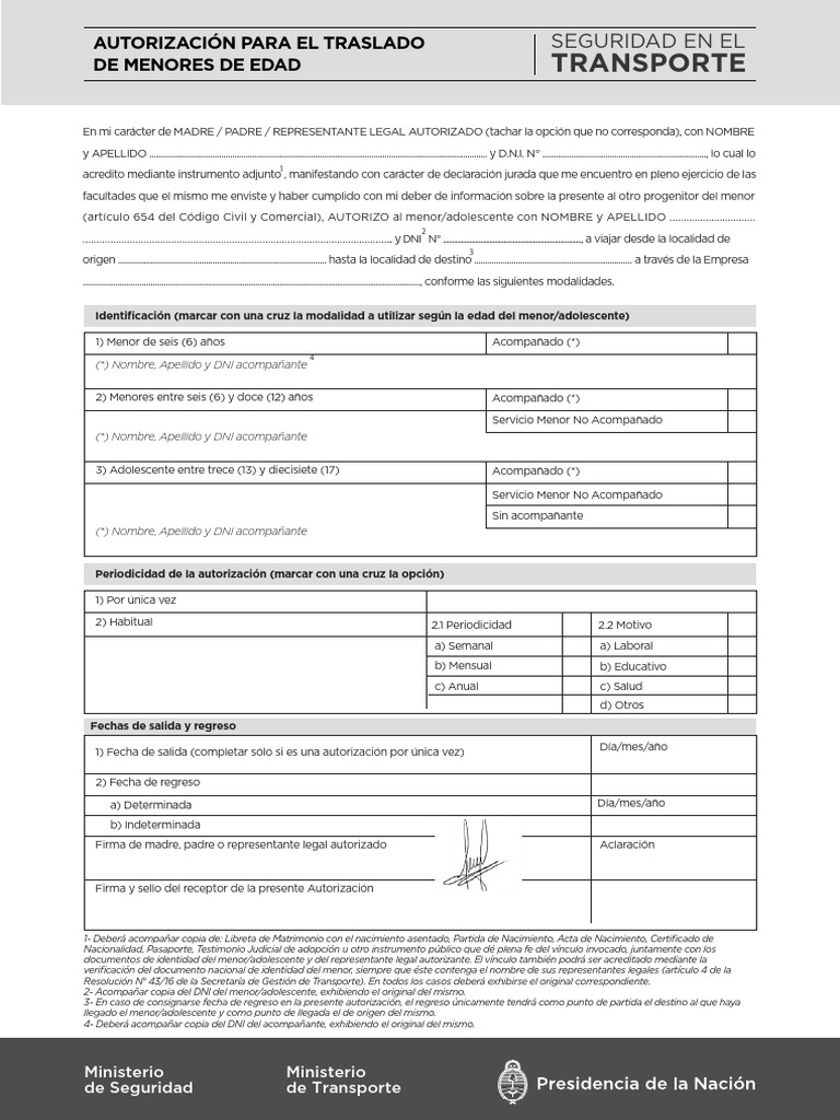 Autorizacion Menores | PDF | Certificado de nacimiento | Gobierno y personalidad